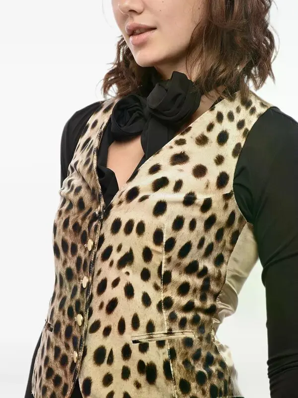 Tagliatore Animal-print Velvet Vest