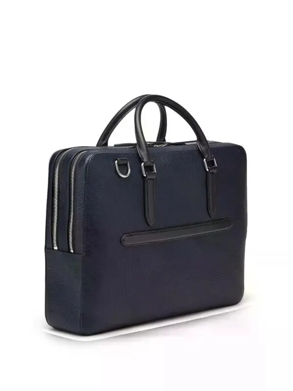 Smythson Zip-front Briefcase In Pebbled Leather