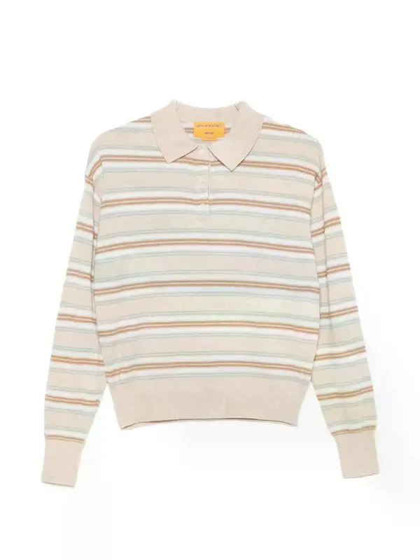 Guest In Residence Collegiate Stripe-pattern Polo Sweater