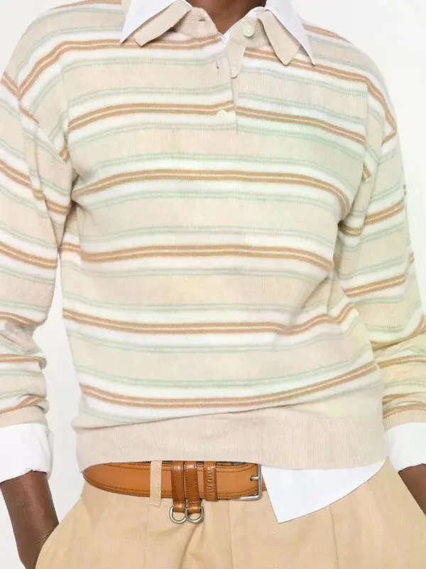 Guest In Residence Collegiate Stripe-pattern Polo Sweater