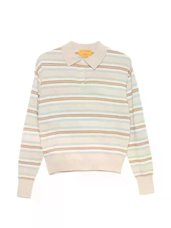 Guest In Residence Collegiate Stripe Polo Sweater - Neutrals