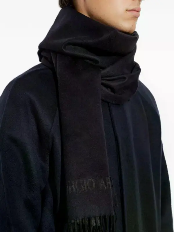 Giorgio Armani Fringed Logo-embroidered Scarf