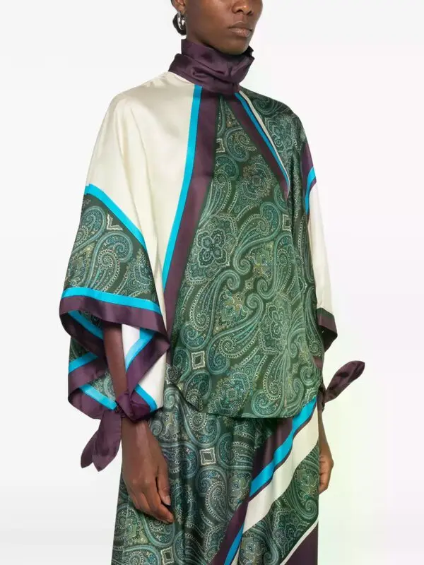 ALEMAIS Joni Paisley-print Silk Top