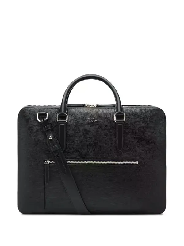 Smythson Large Ludlow Leather Zip-front Briefcase - Black