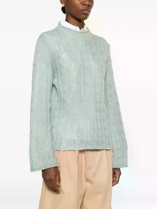 Guest In Residence Cable Knit Mock Neck Sweater