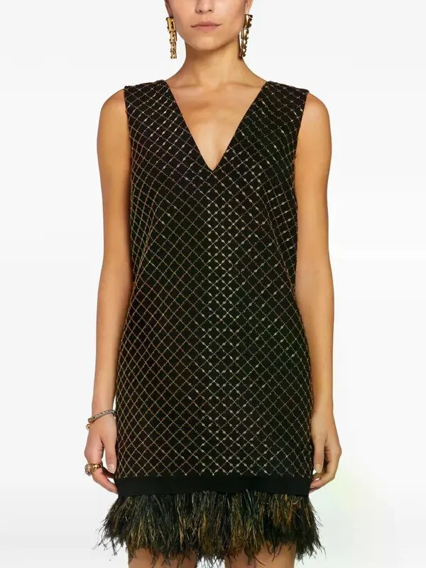 Roberto Cavalli Feather-trim Mini Dress