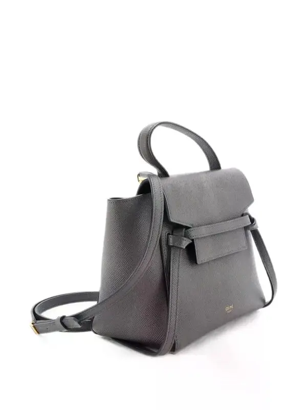 Celine Belt Bag Textured Leather Nano Shoulder Bag - Grey