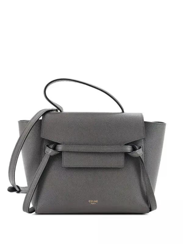 Celine Belt Bag Textured Leather Nano Shoulder Bag - Grey