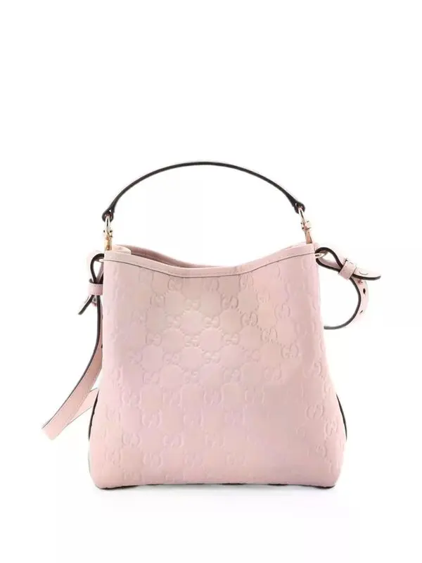 Gucci Gg Emblem Gg Embossed Leather Small Bucket Bag