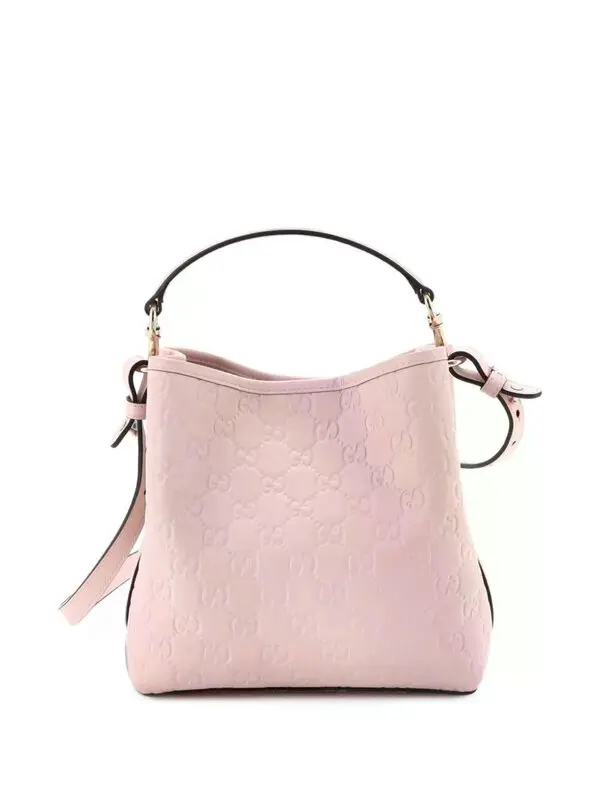 Gucci Gg Emblem Gg Embossed Leather Small Bucket Bag