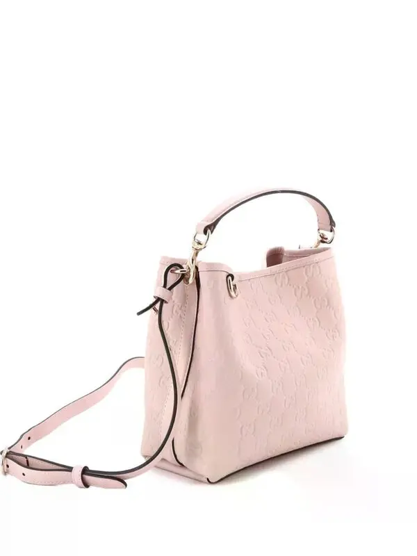 Gucci Gg Emblem Gg Embossed Leather Small Bucket Bag