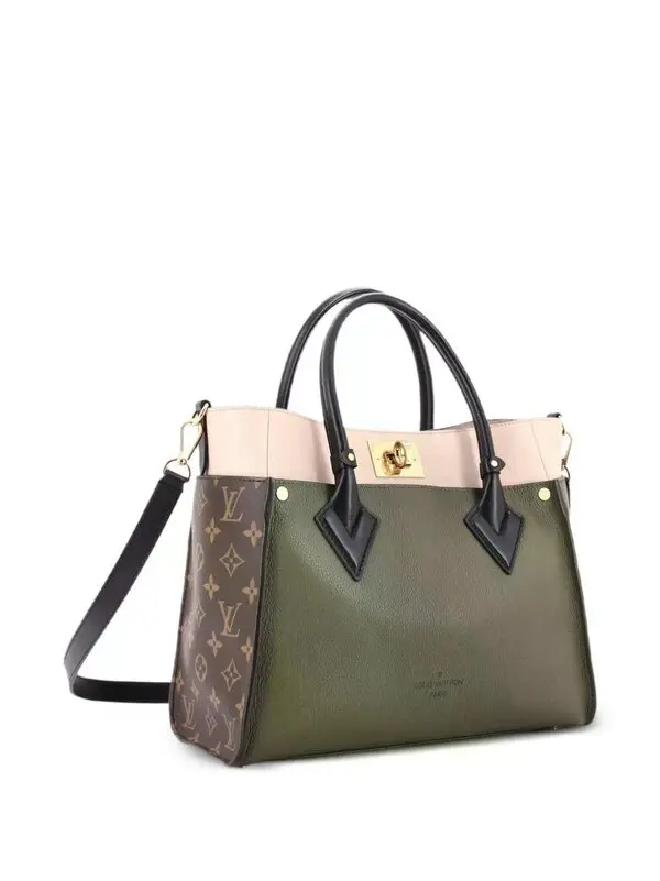 LOUIS VUITTON On My Side Leather With Monogram Canvas Mm Tote Bag - Brown