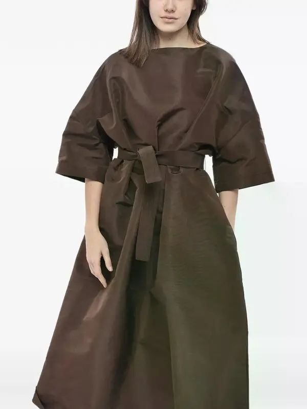 SUPER BLOND Belted Silk Midi Dress