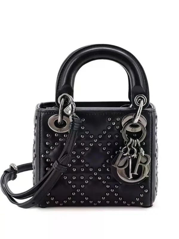 Dior Lady Pearl Cannage Studded Lambskin Micro Satchel
