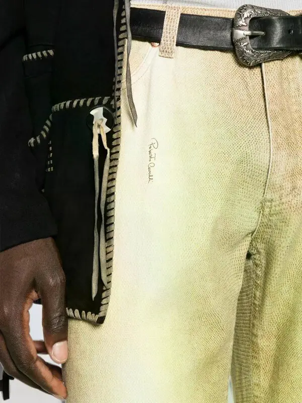 Roberto Cavalli 2000s Snakeskin-effect Straight-leg Trousers