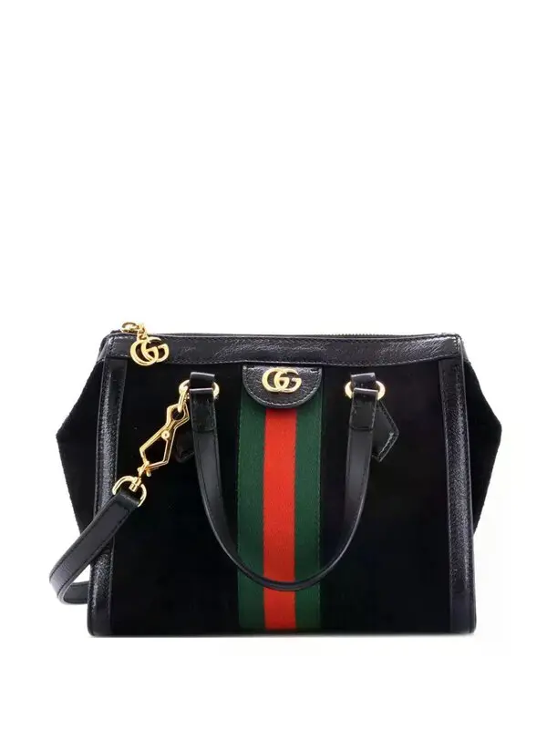 Gucci Ophidia Top Handle Suede Satchel - Black