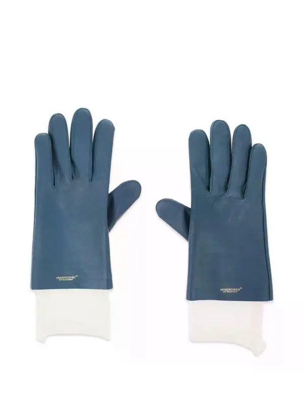 Undercover Logo-print Leather Gloves - Blue