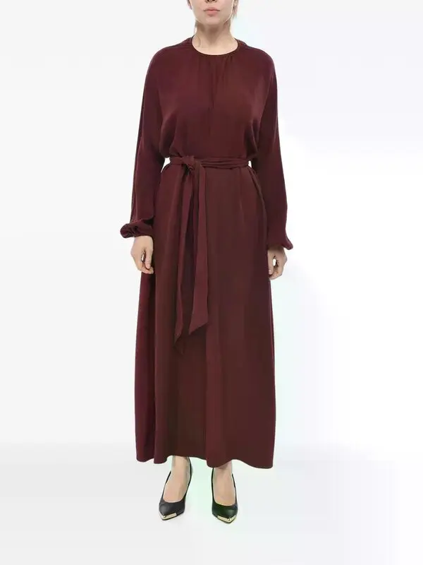 SUPER BLOND Belted Long-sleeve Maxi Dress - Red