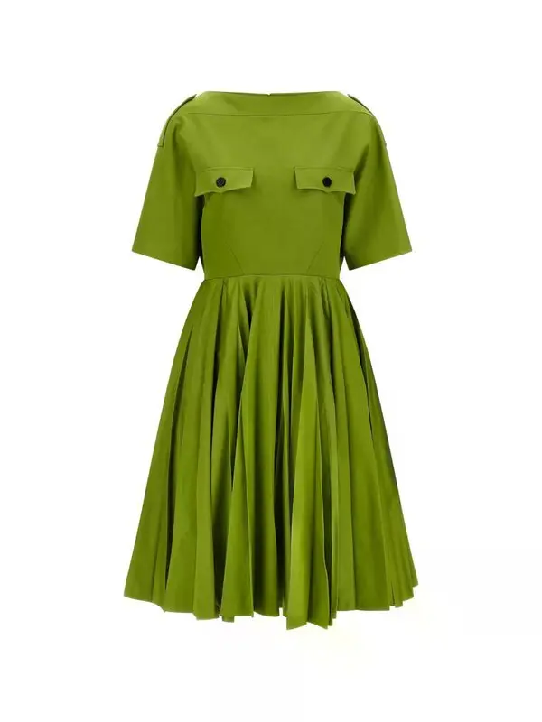 Prada Chino Dress With Boat Neck And Flared Hem