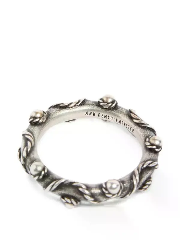 ANN DEMEULEMEESTER Rope-detail Studded Ring - Silver