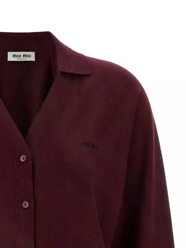 Miu Miu Logo-intarsia Wool Cardigan