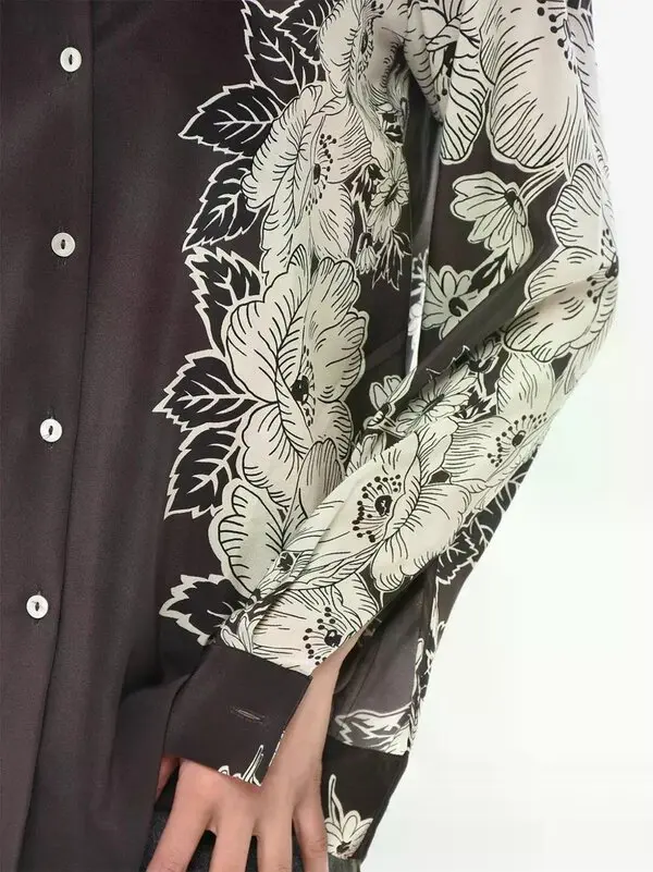 P.a.r.o.s.h Floral Print Asymmetric Shirt