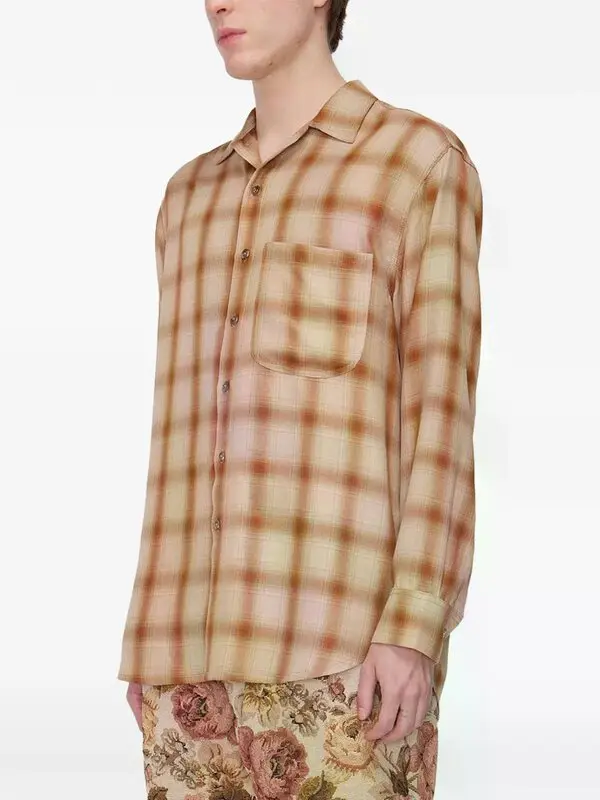 SONG FOR THE MUTE Ombre-check Long-sleeve Shirt