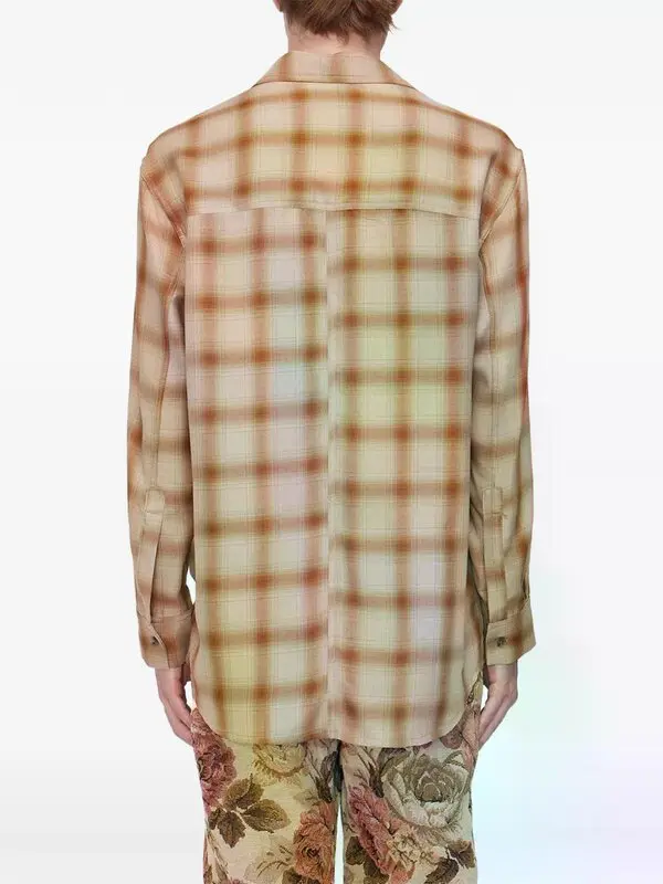 SONG FOR THE MUTE Ombre-check Long-sleeve Shirt