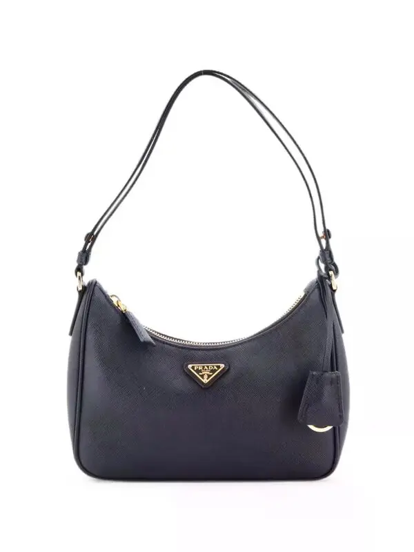Prada Re-edition Saffiano Leather Mini Shoulder Bag - Black