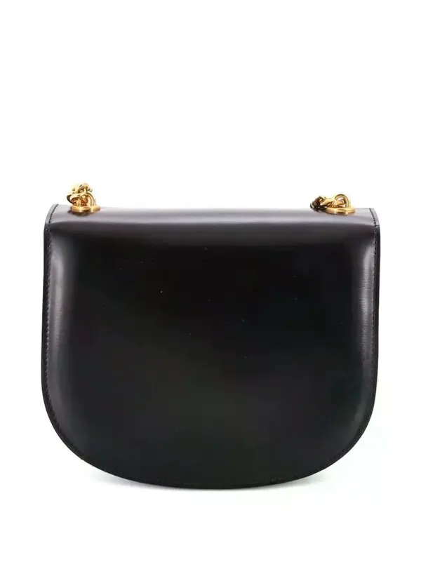 Celine Triomphe Besace Clea Chain Flap Bag In Leather - Black