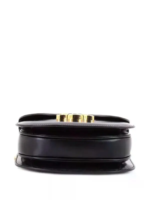 Celine Triomphe Besace Clea Chain Flap Bag In Leather - Black