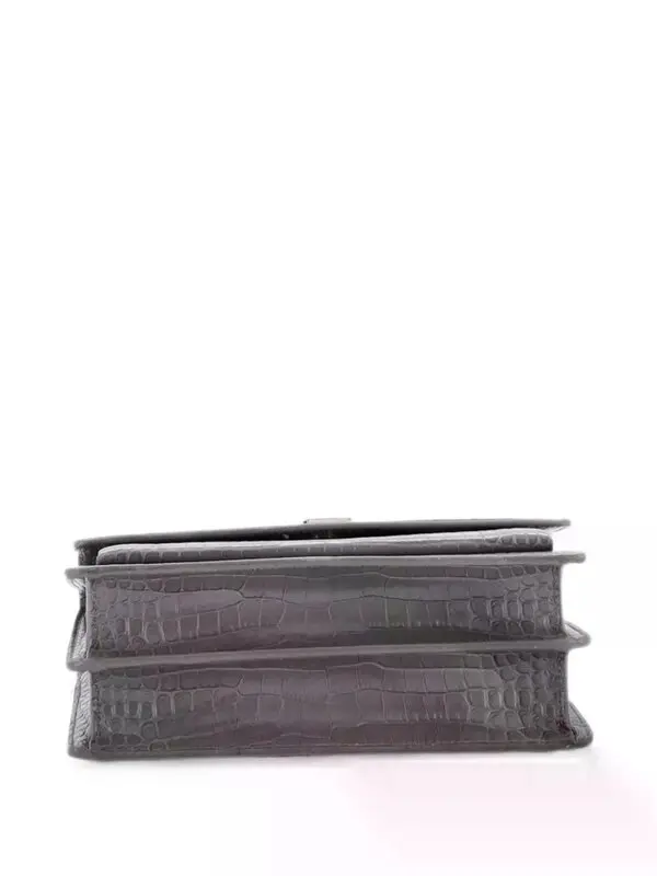 Saint Laurent Sunset Crocodile Embossed Leather Medium Crossbody Bag - Grey