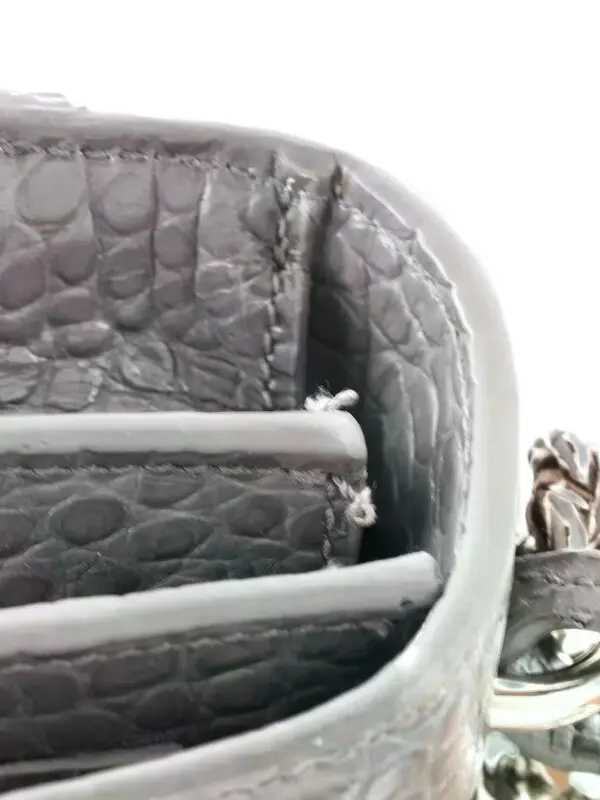 Saint Laurent Sunset Crocodile Embossed Leather Medium Crossbody Bag - Grey