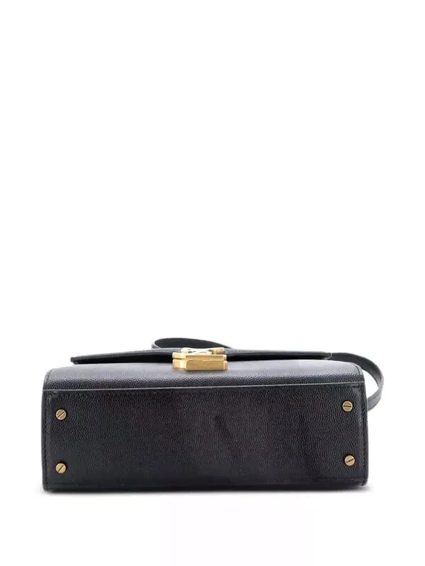 Saint Laurent Cassandra Leather Mini Top Handle Bag - Black