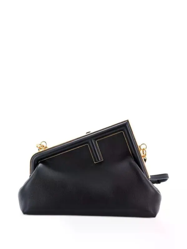 Fendi First Bag Leather Small Clutch Bag - Black