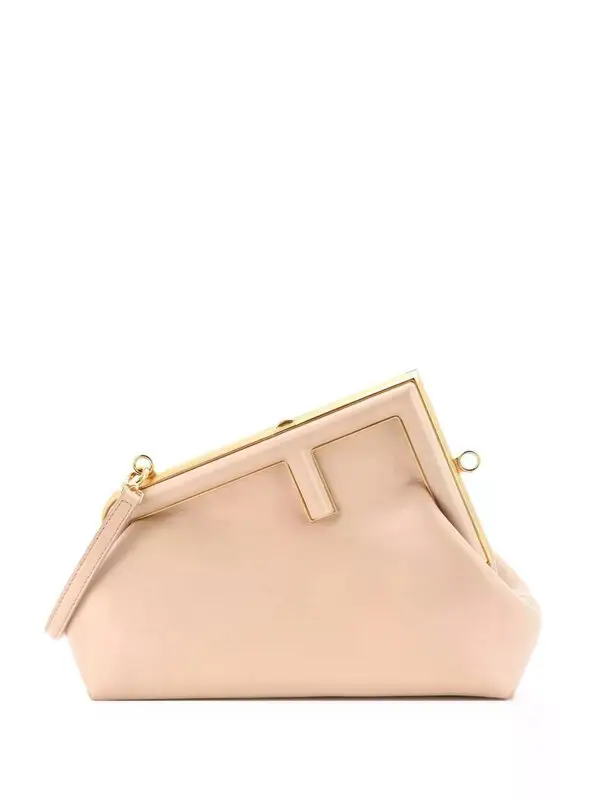 Fendi First Bag Leather Small Clutch Bag - Neutrals