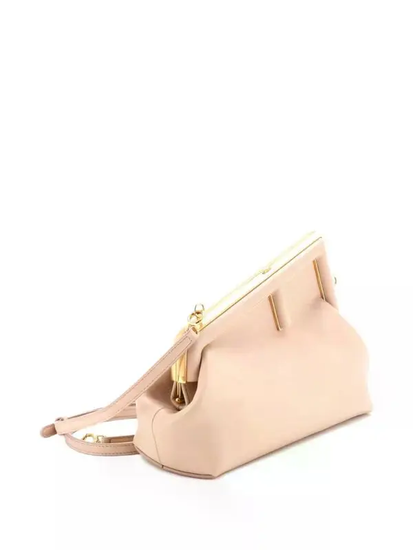 Fendi First Bag Leather Small Clutch Bag - Neutrals
