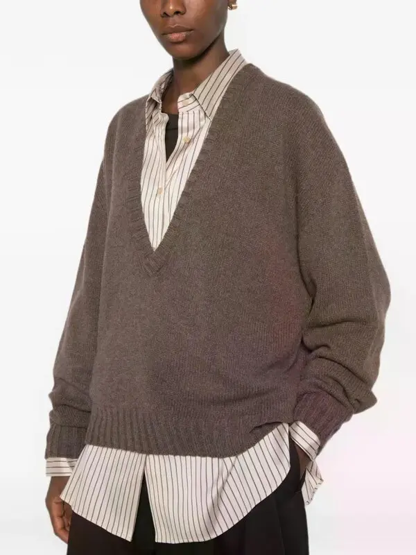 ALYSI V-neck Ribbed-trim Sweater