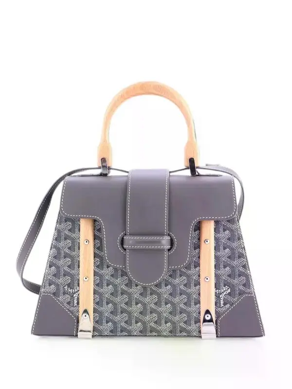 Goyard Saigon Top Handle Bag In Coated Canvas And Leather - Grey
