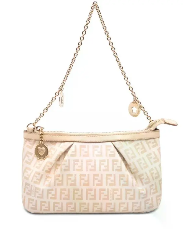Fendi Coated Canvas Pochette Shoulder Bag With Chain Strap - Brown