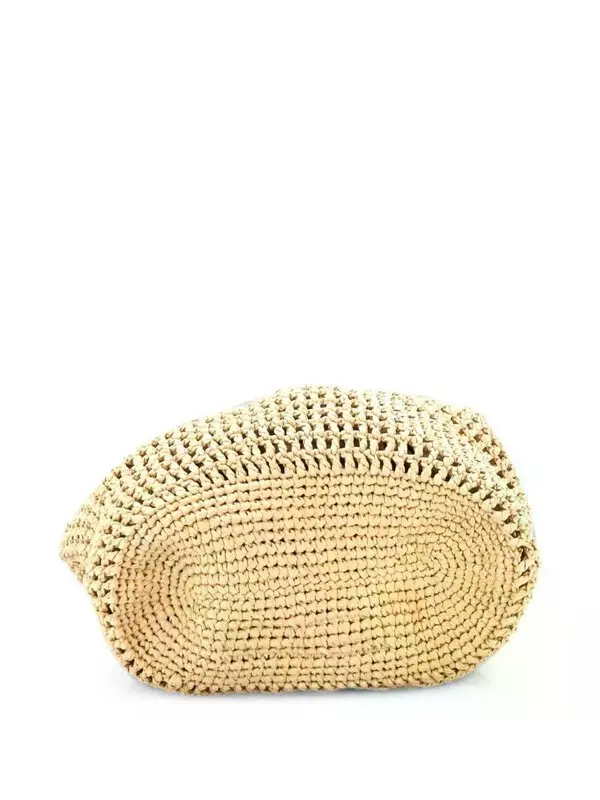 Prada Triangle Logo Tote Raffia Small Bucket Bag