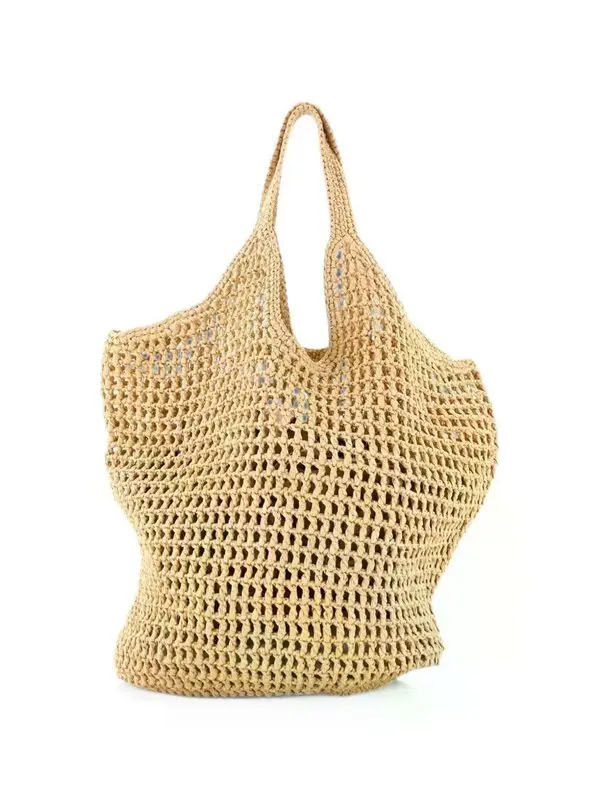 Prada Triangle Logo Tote Raffia Small Bucket Bag