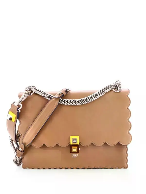 Fendi Kan I Bag Leather Medium Shoulder Bag - Brown