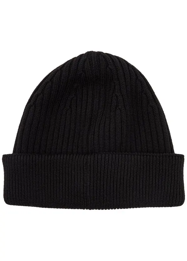 Loewe Logo Embroidered Ribbed Wool Beanie