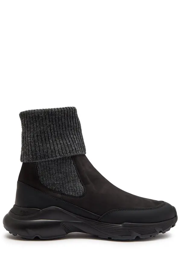TOD'S Sport Run Nubuck Ankle Boots - Black