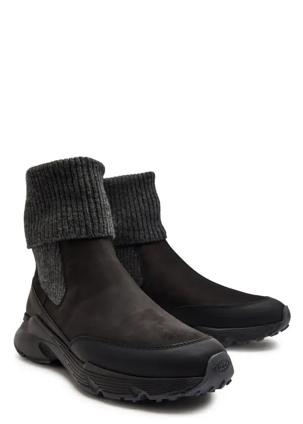TOD'S Sport Run Nubuck Ankle Boots - Black