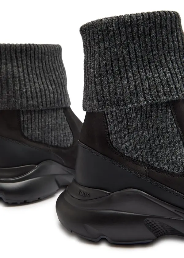 TOD'S Sport Run Nubuck Ankle Boots - Black