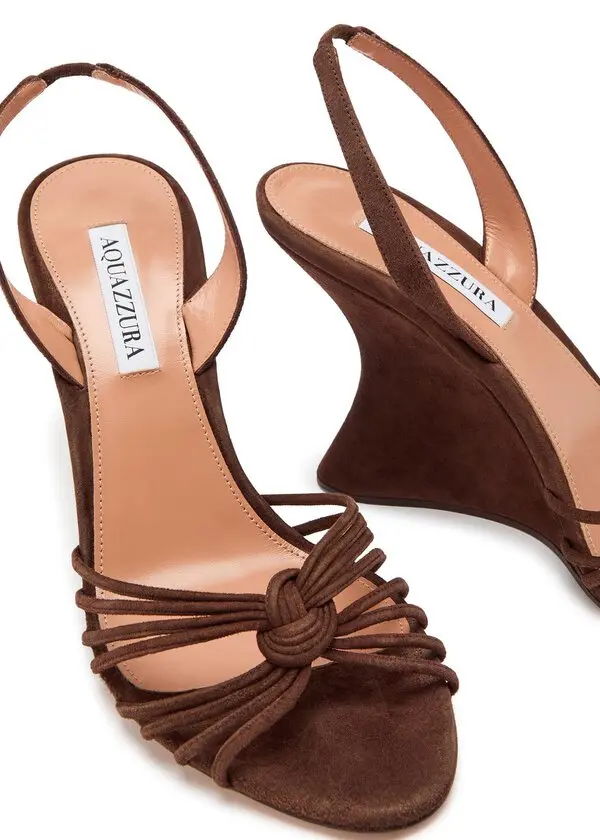 AQUAZZURA Serenity 95 Suede Wedge Sandals