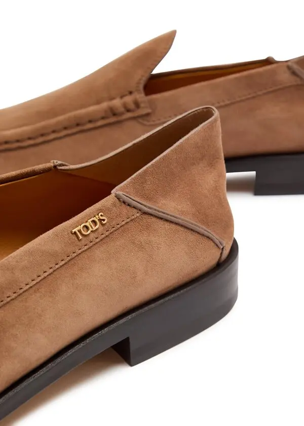 TOD'S Suede Loafers With Logo Plaque