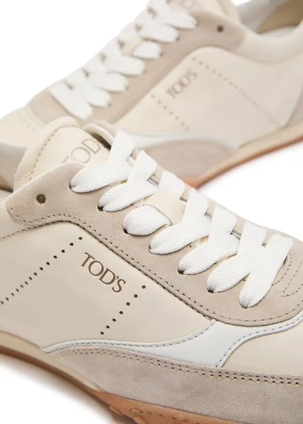 TOD'S Panelled Leather And Suede Lace-up Sneakers